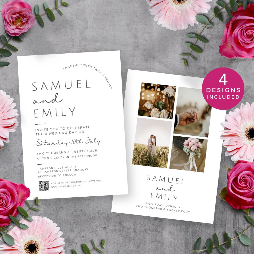 Invitación de boda descargable con código QR invitación de - Etsy México