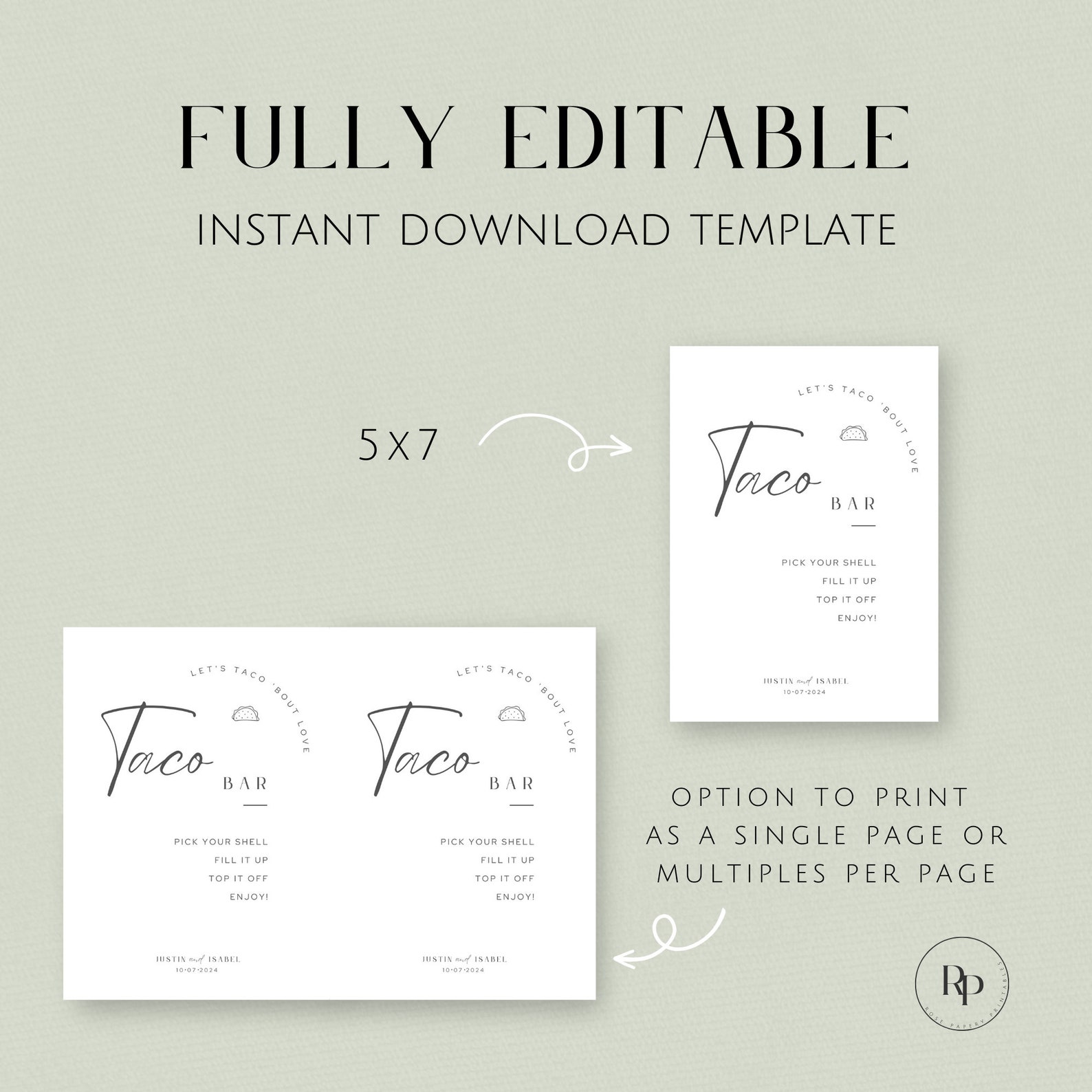 Taco Bar for Wedding Reception Sign, Taco Bar for Party, Wedding Table ...