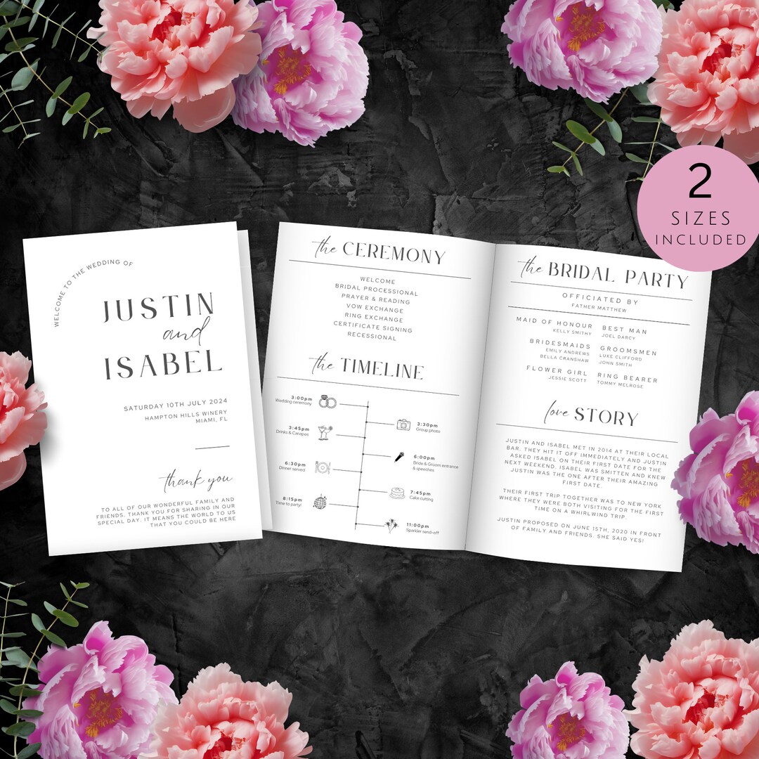 Wedding Program Template Foldable, Infographic Wedding Program Template ...
