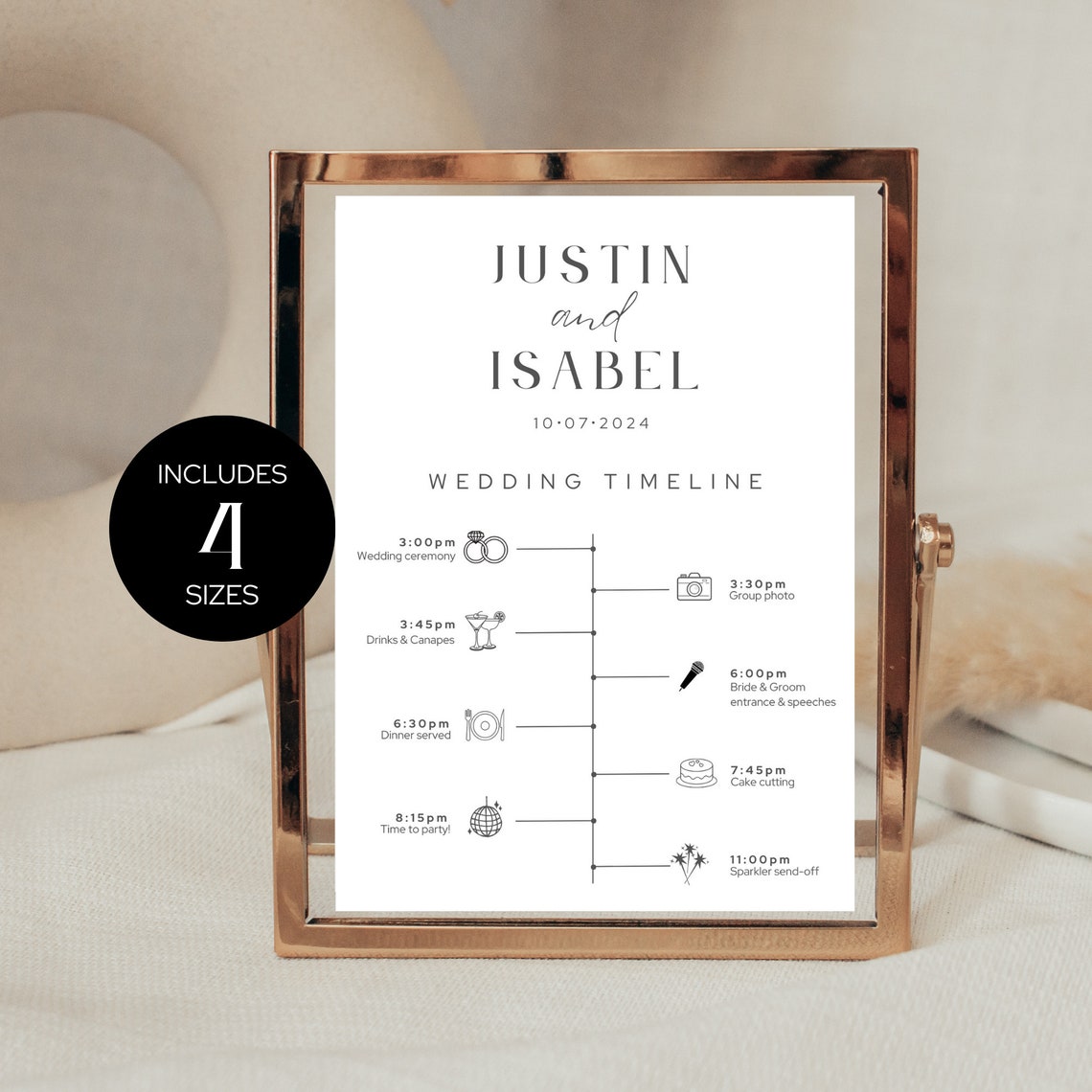 Wedding Day Timeline Sign, Wedding Itinerary Infographic Poster ...