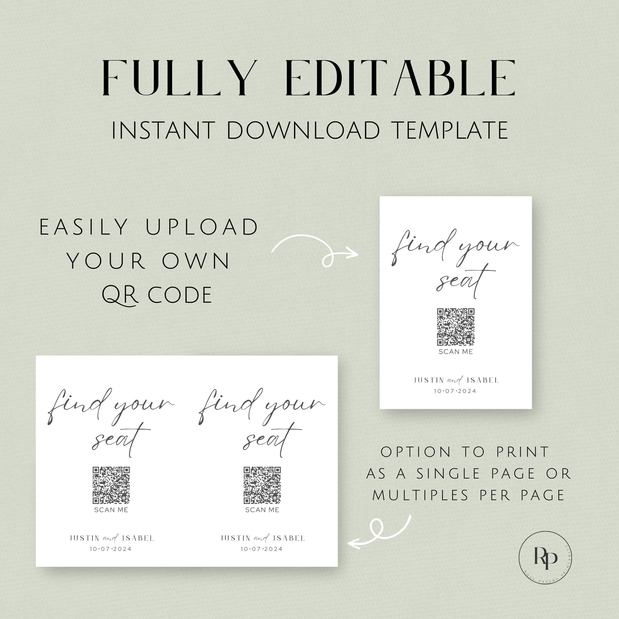 QR Code Wedding Seating Chart Sign, Wedding Seating Chart Template ...