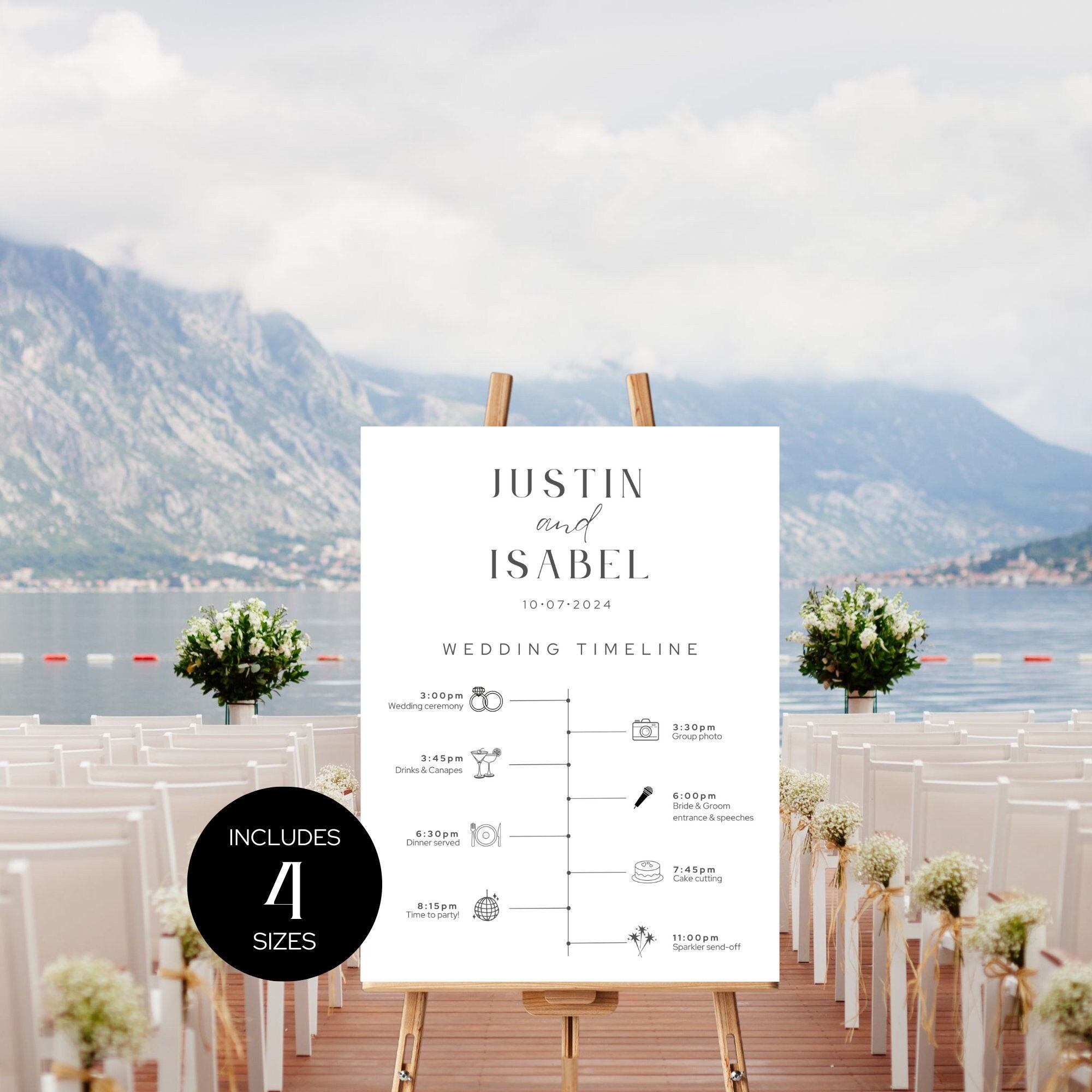 Wedding Day Timeline Sign, Wedding Itinerary Infographic Poster ...