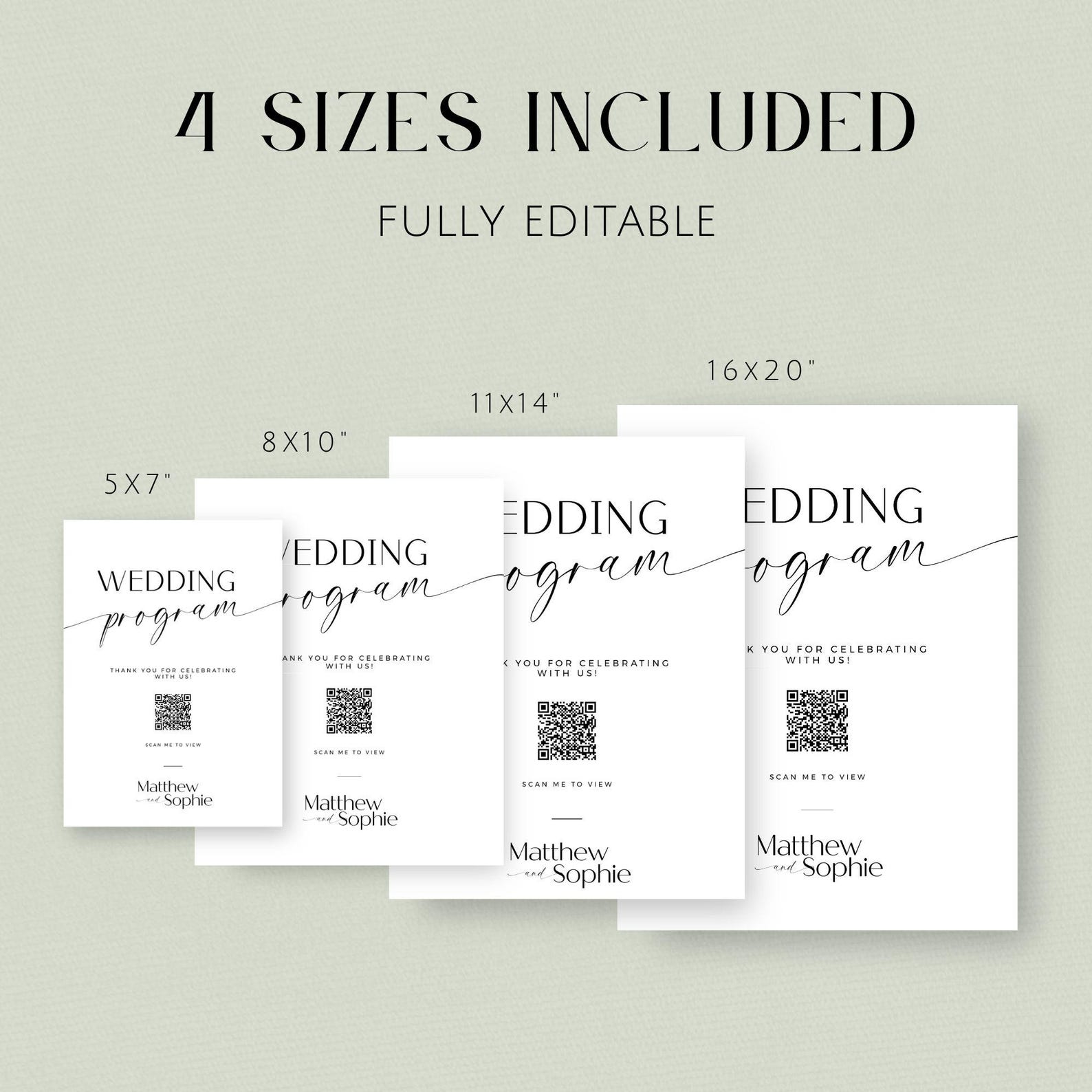 QR Code Wedding Program Sign, Wedding Program With QR Code, Digital ...