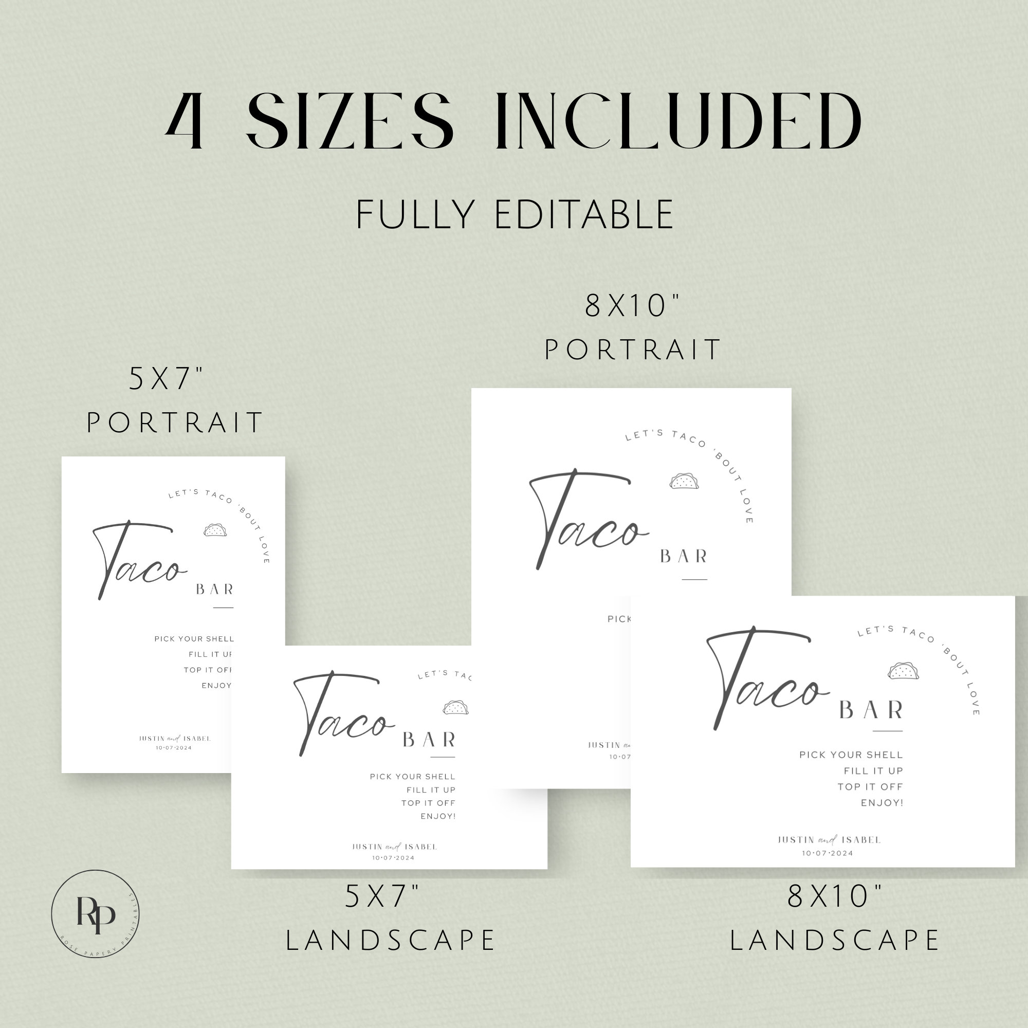 Taco Bar for Wedding Reception Sign, Taco Bar for Party, Wedding Table ...