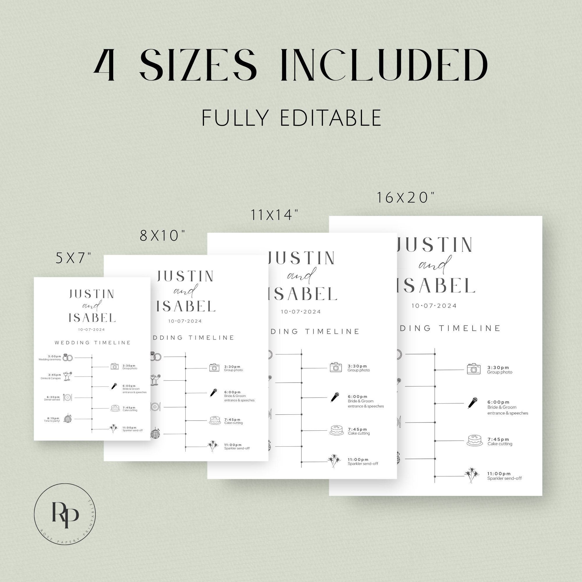 Wedding Day Timeline Sign, Wedding Itinerary Infographic Poster ...