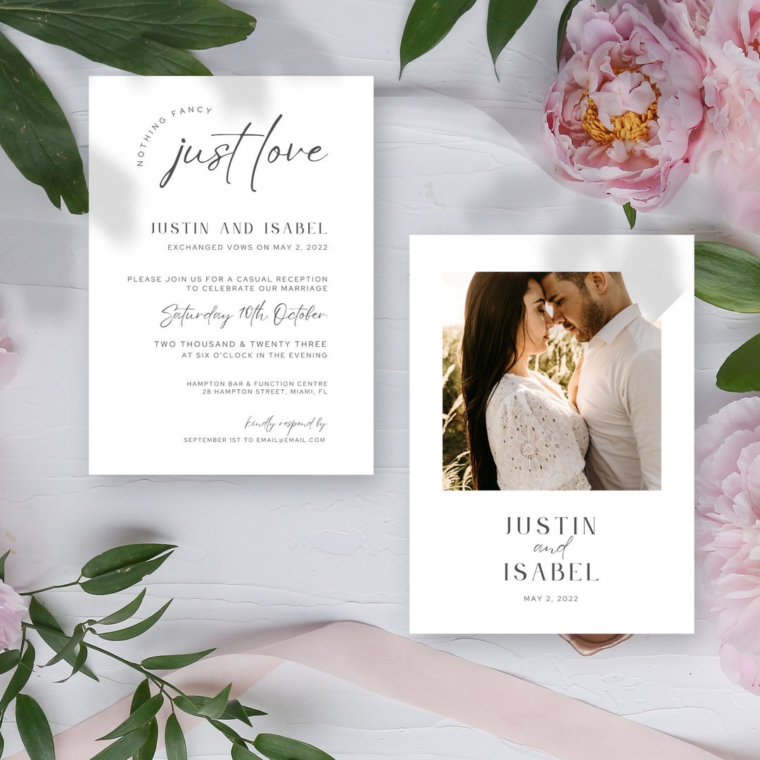 We Are Eloping Wedding Invitation, Wedding Reception Only Invitations ...