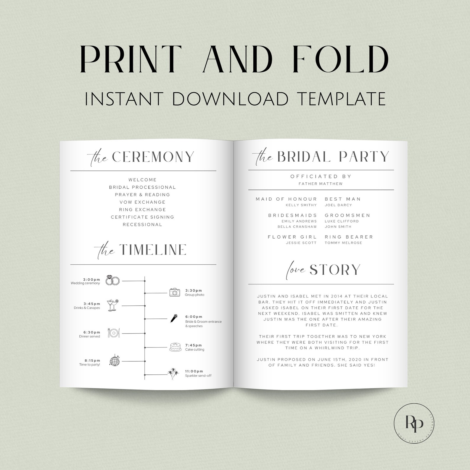 Wedding Program Template Foldable, Infographic Wedding Program Template ...