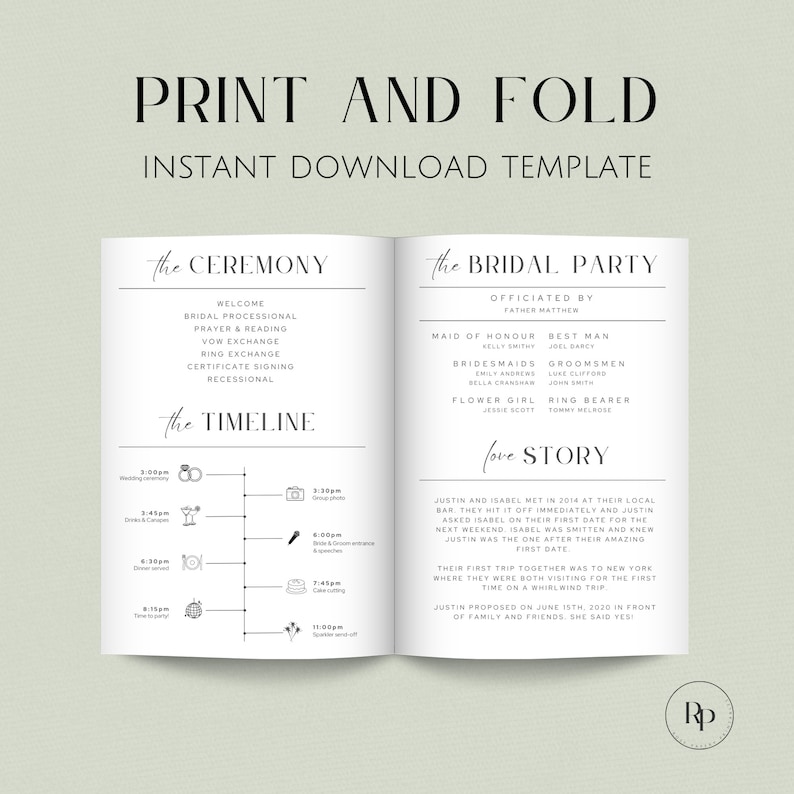 Wedding Program Template Foldable, Infographic Wedding Program Template ...