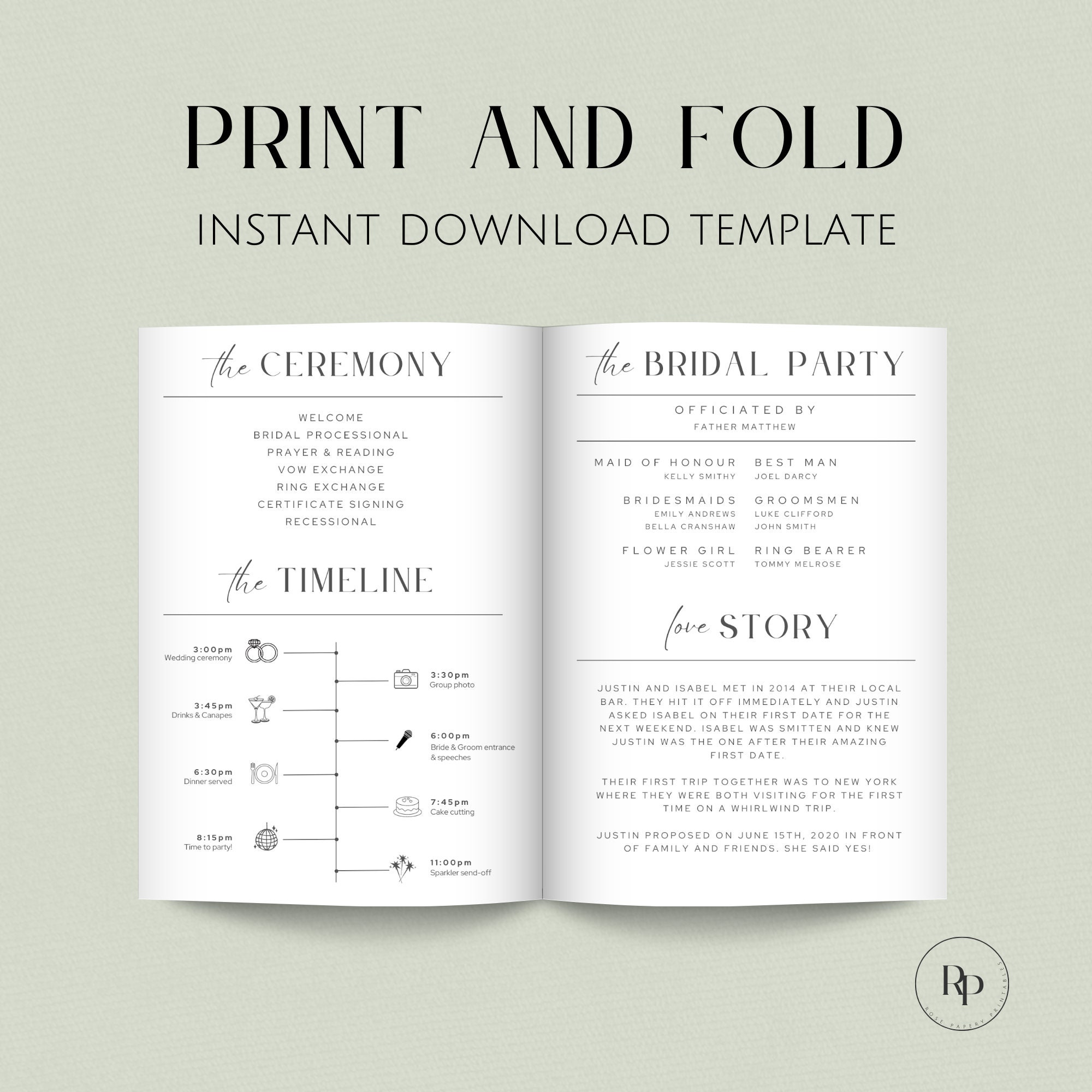 Wedding Program Template Foldable, Infographic Wedding Program Template ...