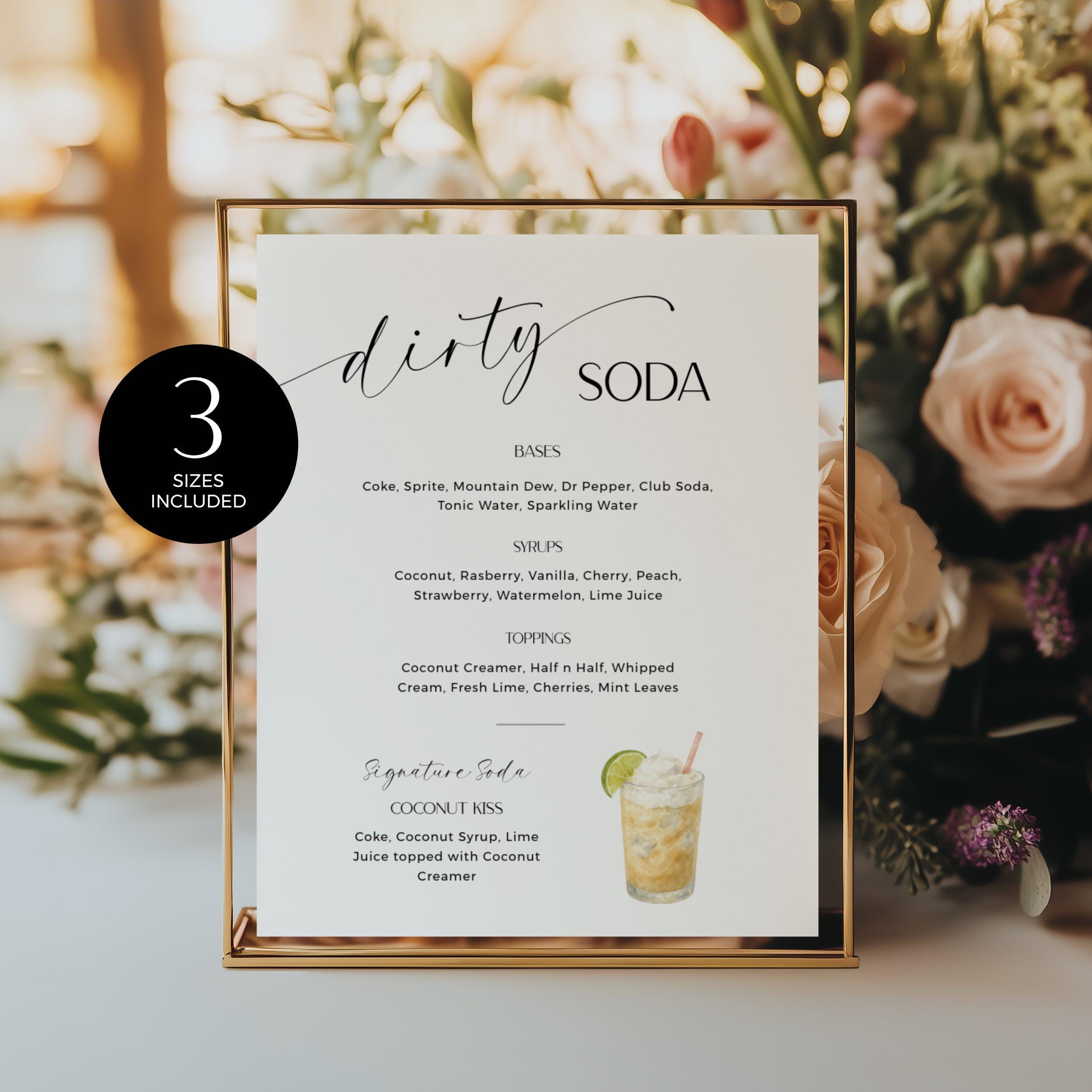 Dirty Soda Bar Menus for a Wedding, Italian Soda Bar Sign, Non ...