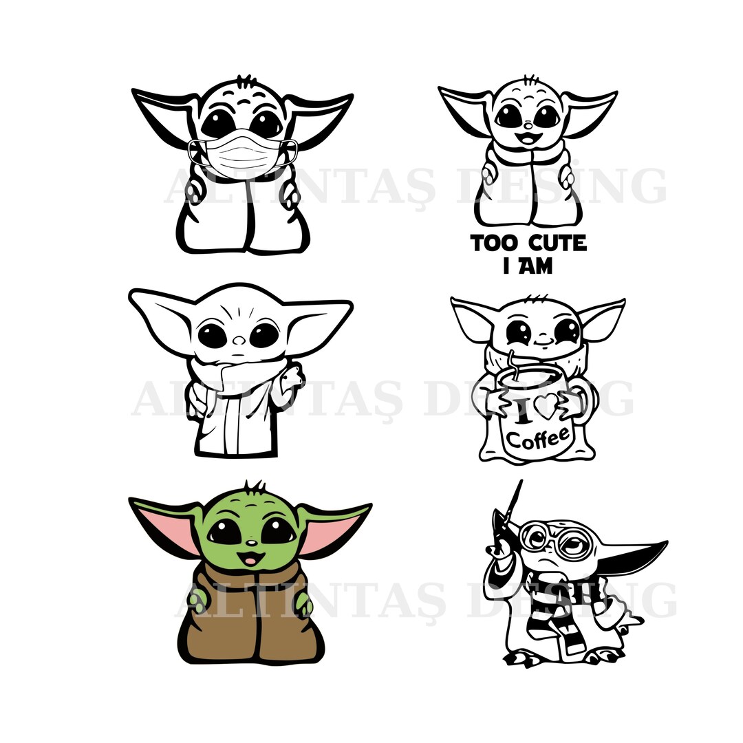 Baby Yoda Svg Bundle, Baby Yoda Clipart, Cartoon Movie Svg, Dxf, Pdf ...