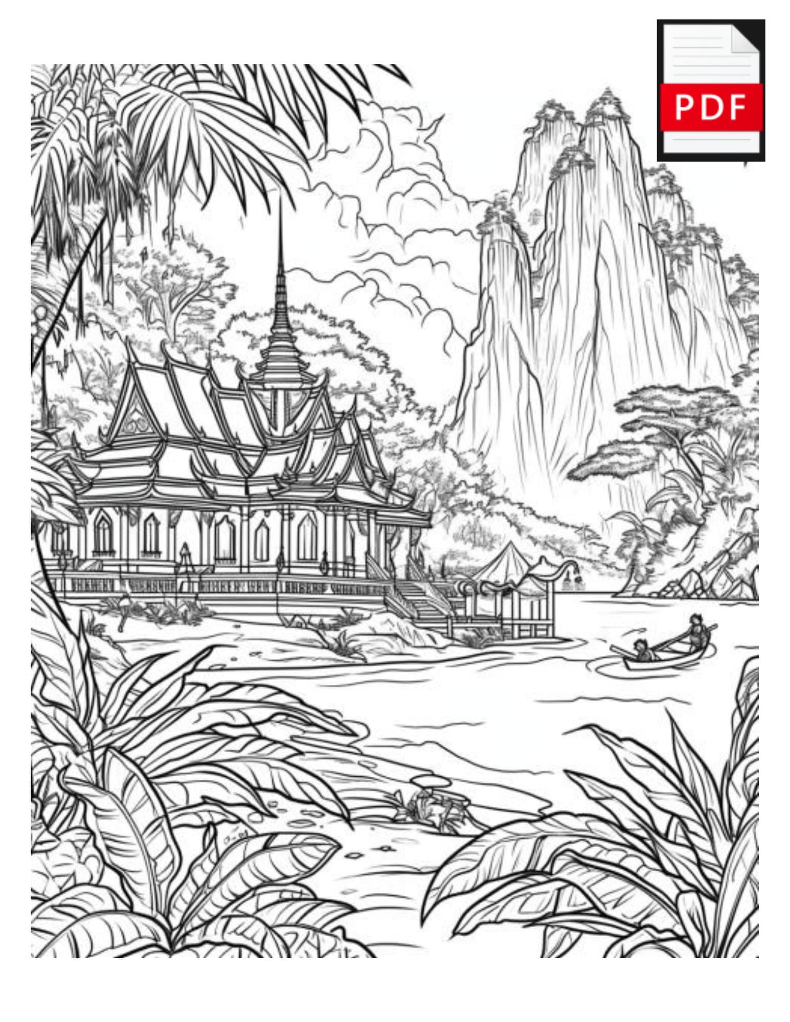 60 Landscape Thailand Coloring Pages, Adult and Kids Coloring Pages ...