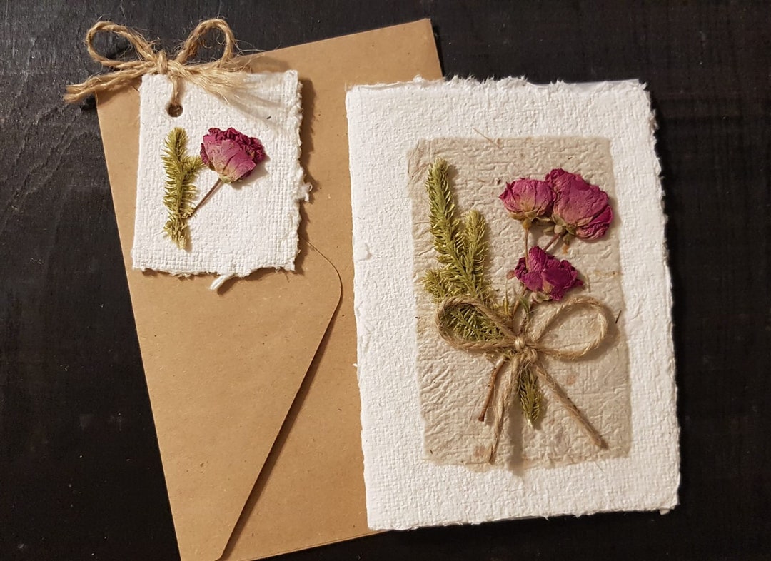 Pressed Flowers on Handmade Paper Card| Greeting Cards, Pressed Dried ...