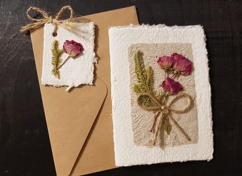 Pressed Flowers on Handmade Paper Card| Greeting Cards, Pressed Dried ...