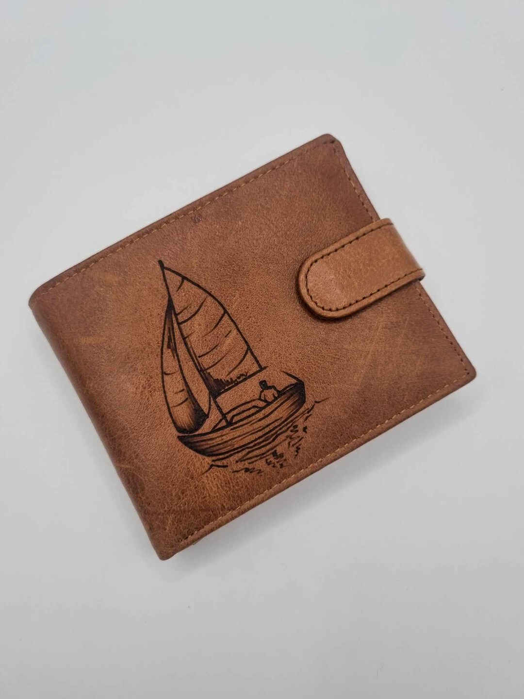 Hand Burned Genuine Leather Sail Boat Wallet Gifts for Men - Etsy