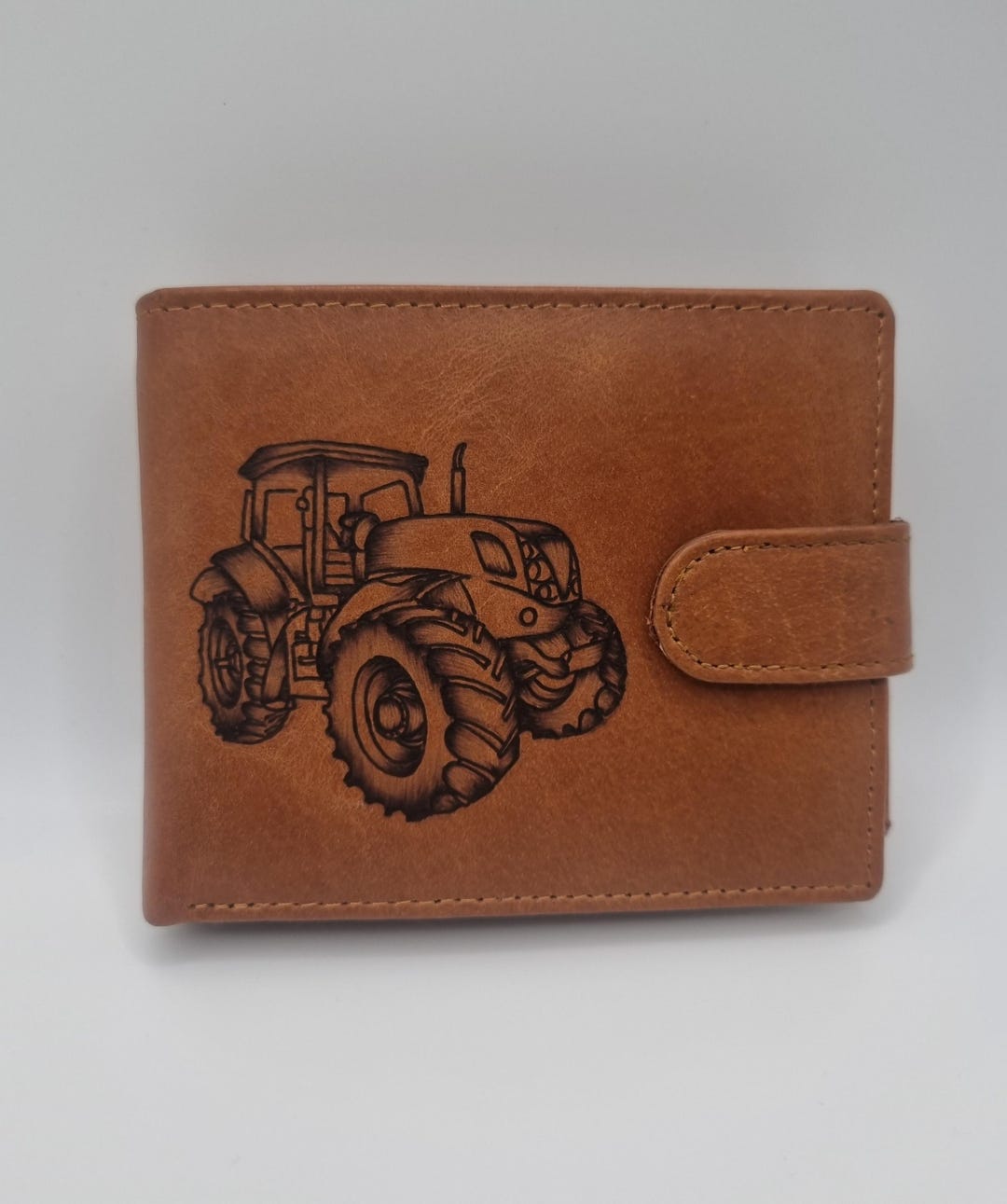 Hand Burned Genuine Leather Tractor Wallet - UK Farmer Gifts - Farming ...