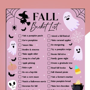 Fall Bucket List Printable Theme Pink, Fall to Do List for Family ...