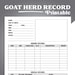 Goat Herd Record Sheet, Goat Herd Record Keeping, Farm Management ...