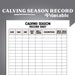 Calving Season Record Sheet, Farm Management, Record Keeping, Homestead ...