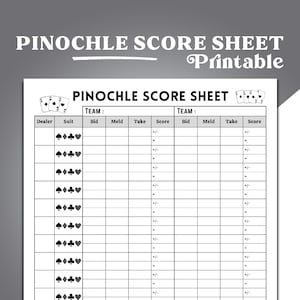 Pinochle Score Sheet, Double Pinochle Score Sheet, Pinochle Card Game ...