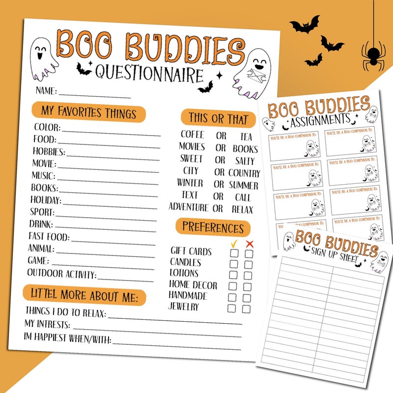 Boo Buddies Questionnaire - Etsy