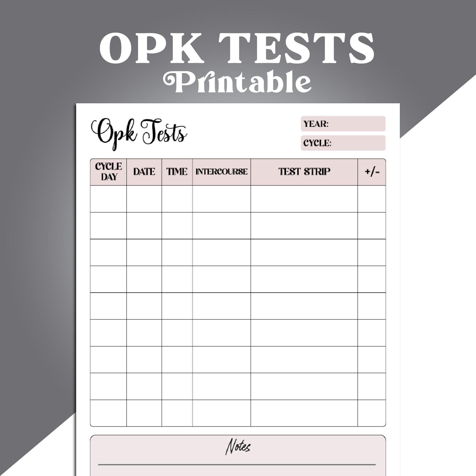 OPK Test Sheet Printable, Ovulation Tracker, Ovulation Test Strips ...