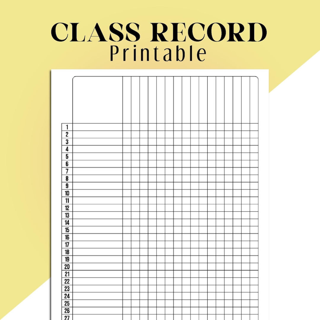 Printable Class Record, Class Record and Checklist, Class Gradebook ...