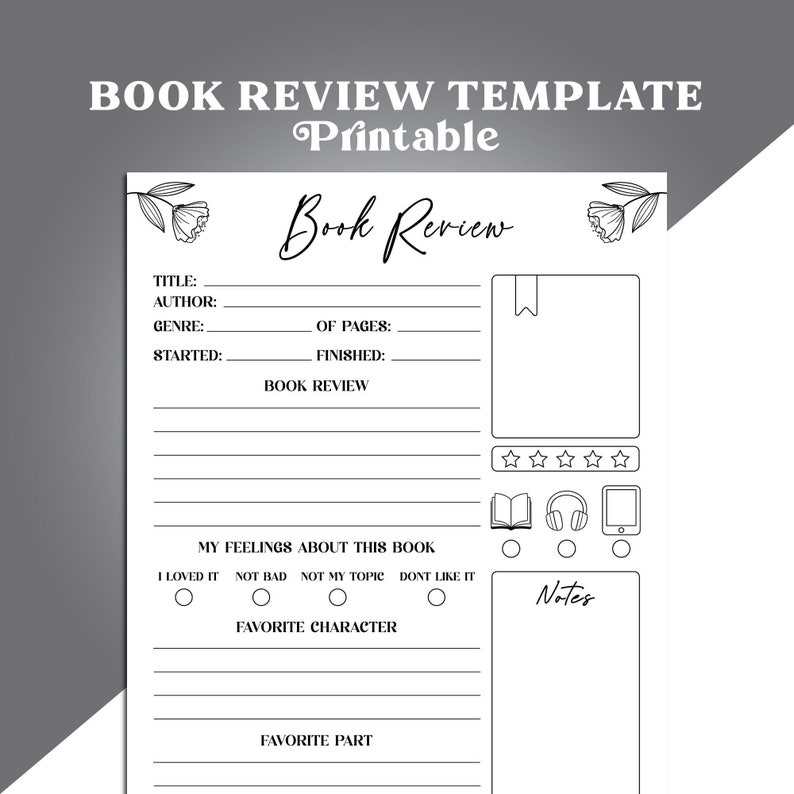 Book Review Template Printable, Book Review Page, Printable Book Review ...