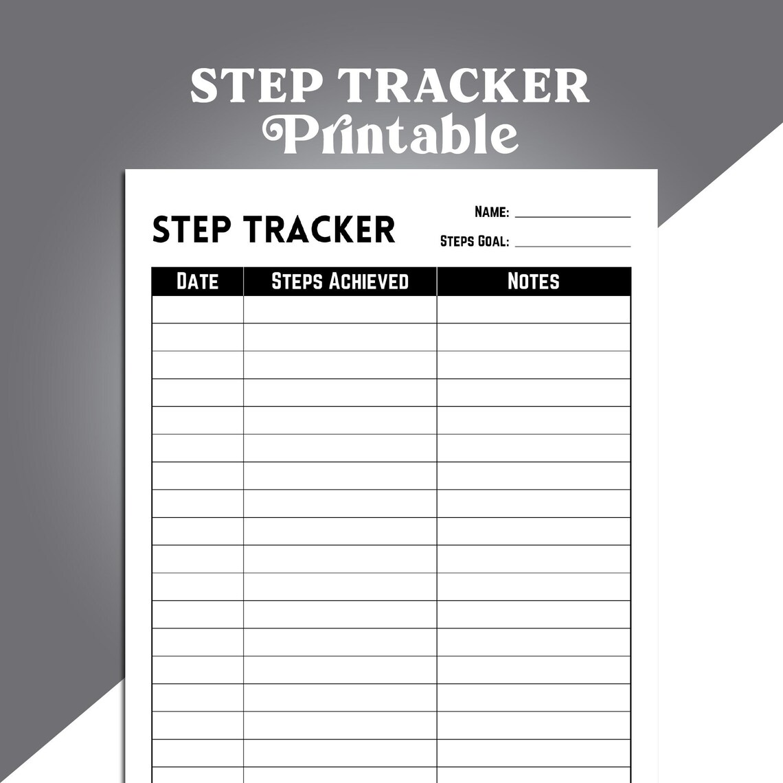 Simple Step Tracker Printable, Daily Walking Log, Health and Wellness ...
