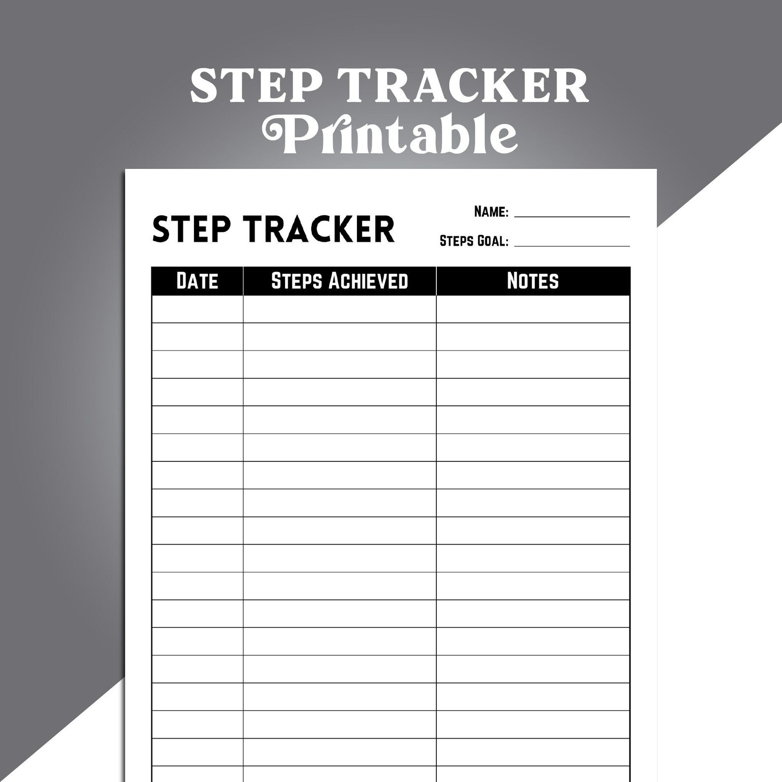 Simple Step Tracker Printable, Daily Walking Log, Health and Wellness ...