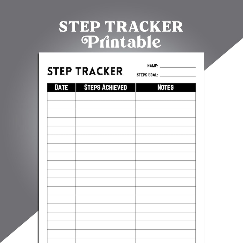 Simple Step Tracker Printable, Daily Walking Log, Health and Wellness ...