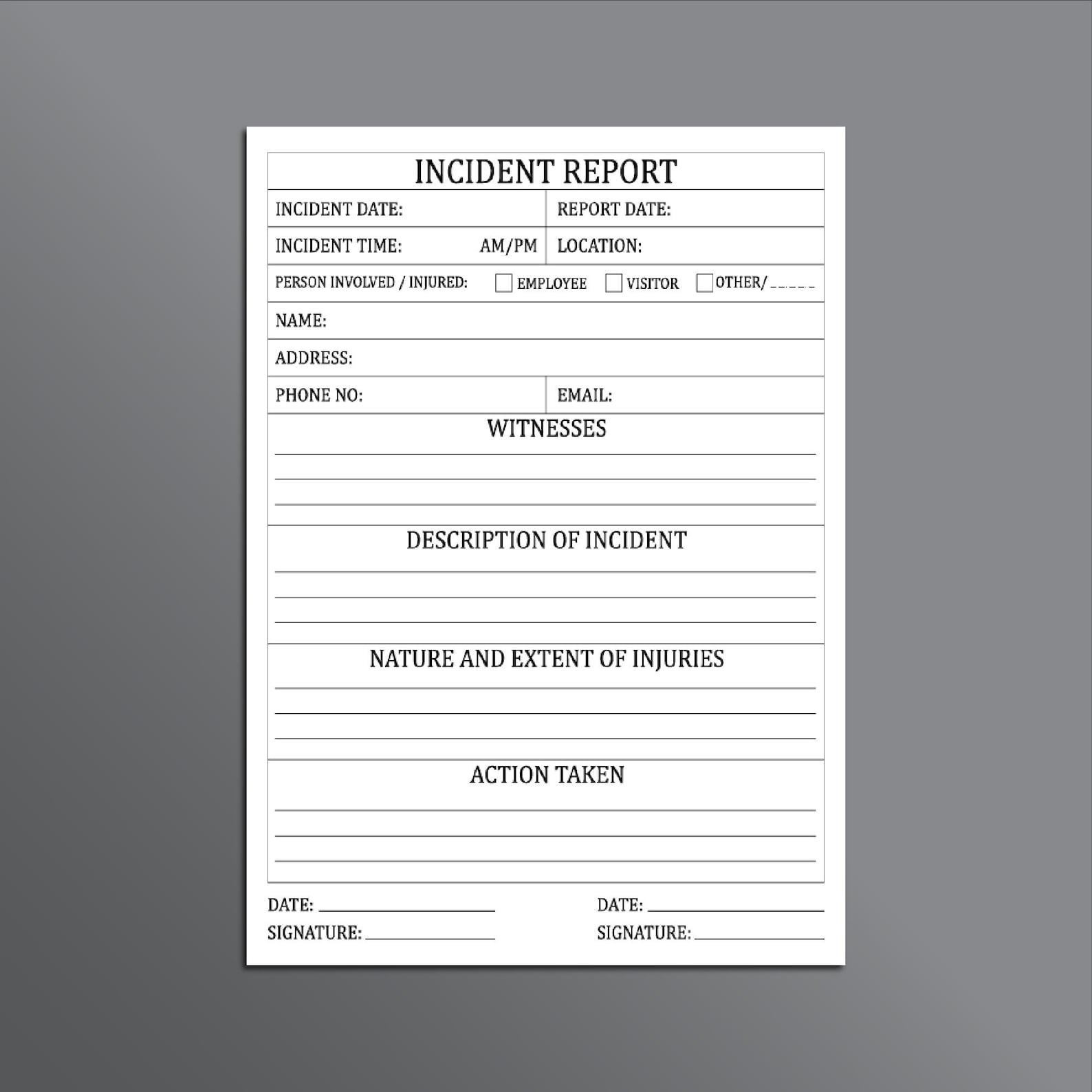 Incident Report Health and Safety, Incident Report Form, Business Report, Incident Log Sheet ...