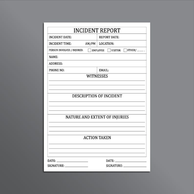 Incident Report Health and Safety, Incident Report Form, Business ...