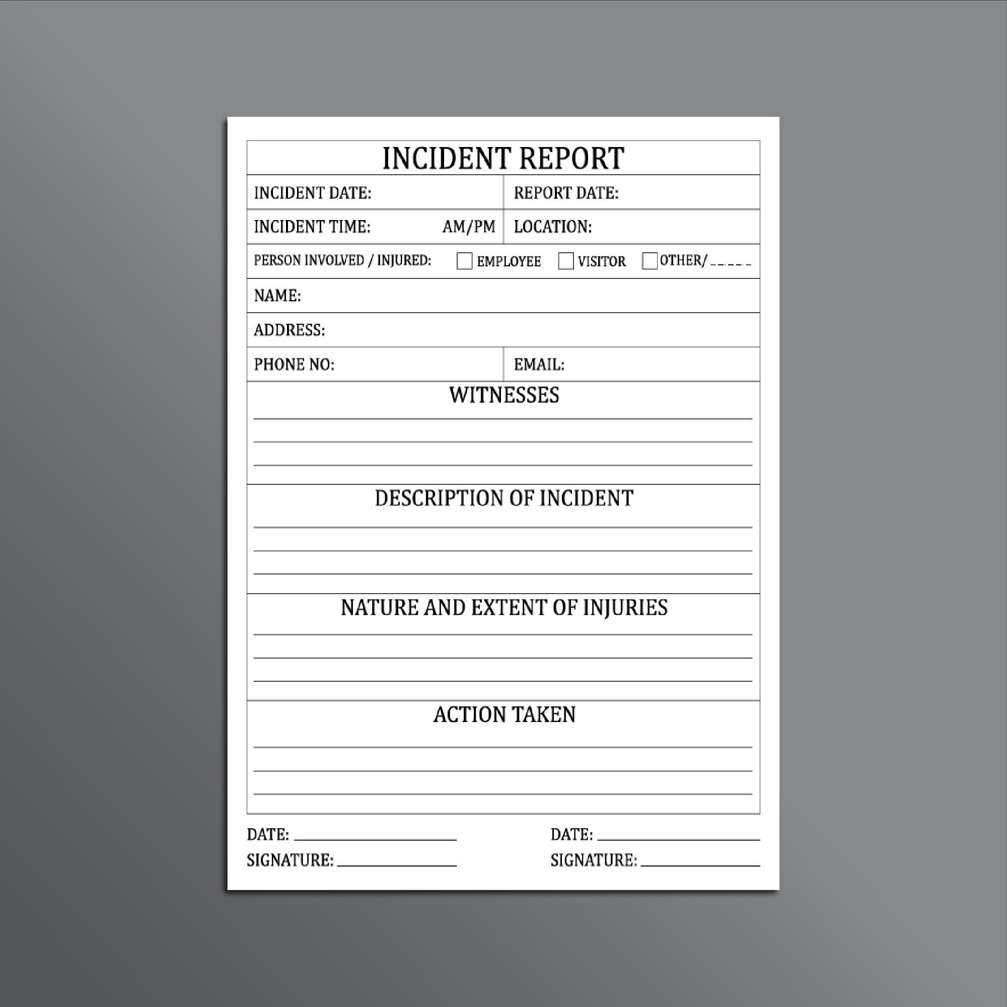 Incident Report Health and Safety, Incident Report Form, Business ...