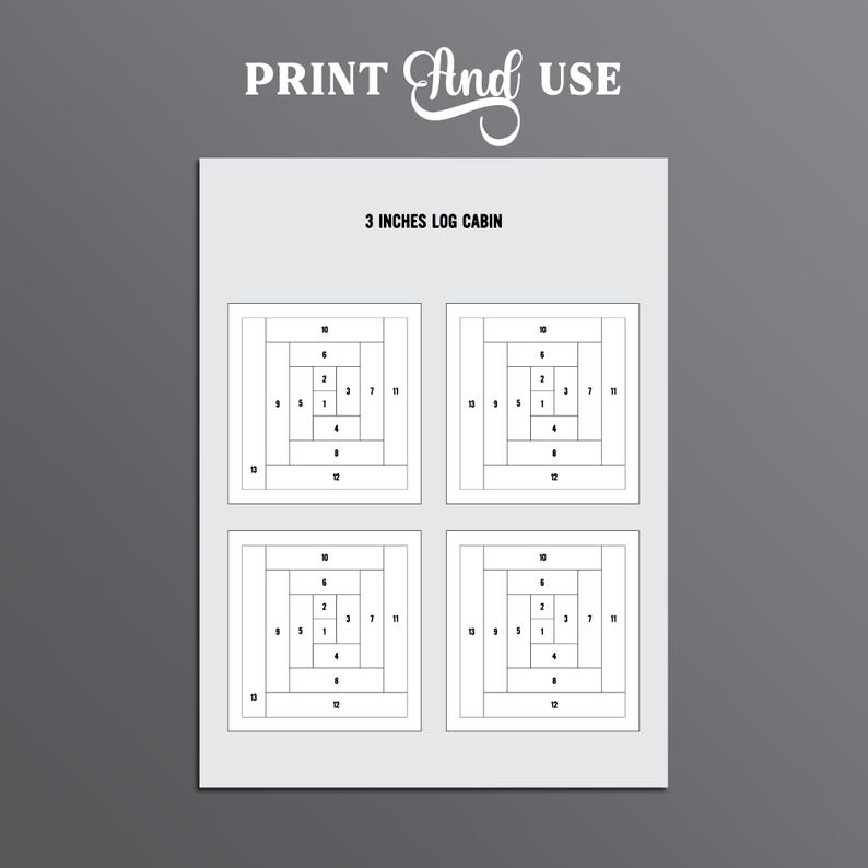 Log Cabin Quilt Block, Foundation Paper Piecing Pattern Template, Quilt ...