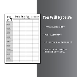 Hand and Foot Score Sheets, Hand and Foot Card Game Score Sheets ...