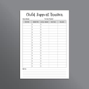 Child Support Tracker Printable - Child Support Payment Tracker - Co ...