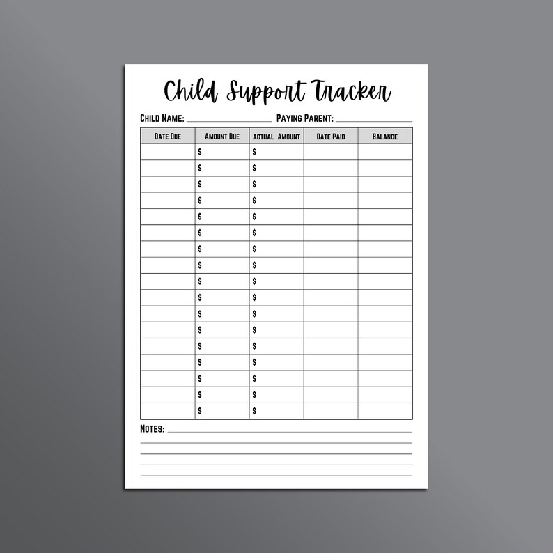 Child Support Tracker Printable - Child Support Payment Tracker - Co ...