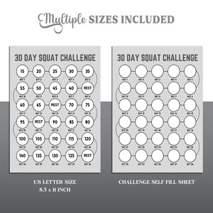 30 Day Squat Challenge Printable | Squat Tracker | Core Fitness | Squat ...
