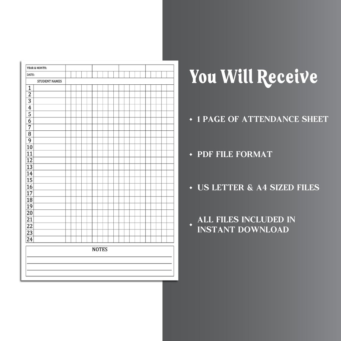 Attendance Sheet Template, Attendance Tracker Printable, Sunday School ...