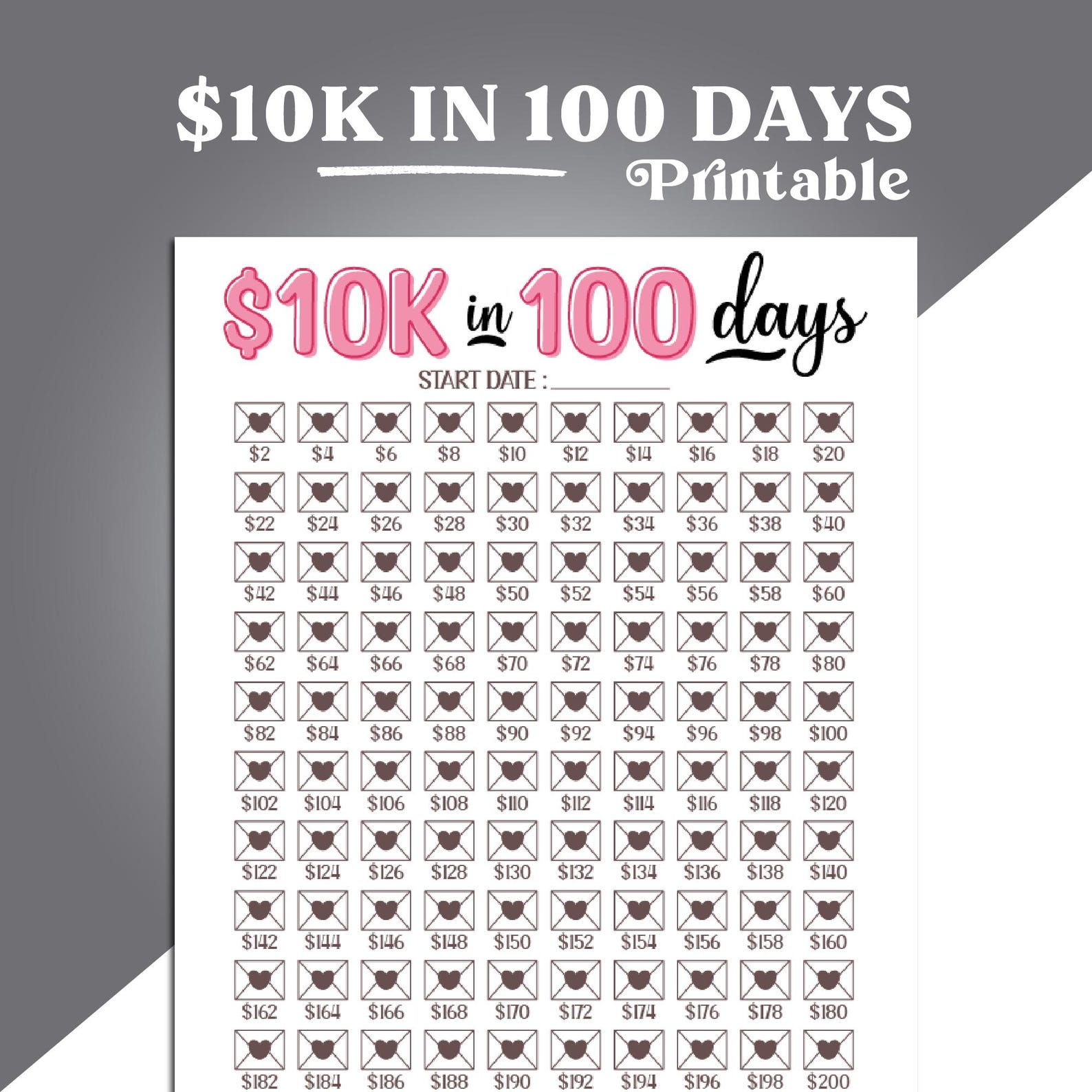 10K Savings Challenge Printable Saving Tracker, Template Money Saving ...