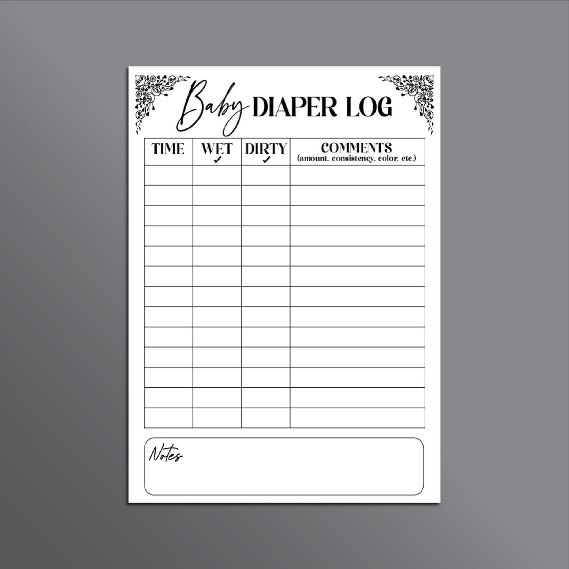 Diaper Log Printable, Baby Diaper Tracker, Daily Diaper Changing Log ...
