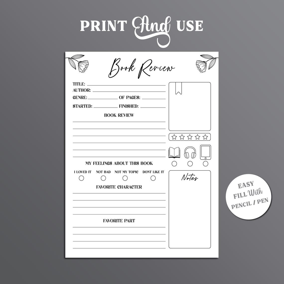 Book Review Template Printable, Book Review Page, Printable Book Review ...