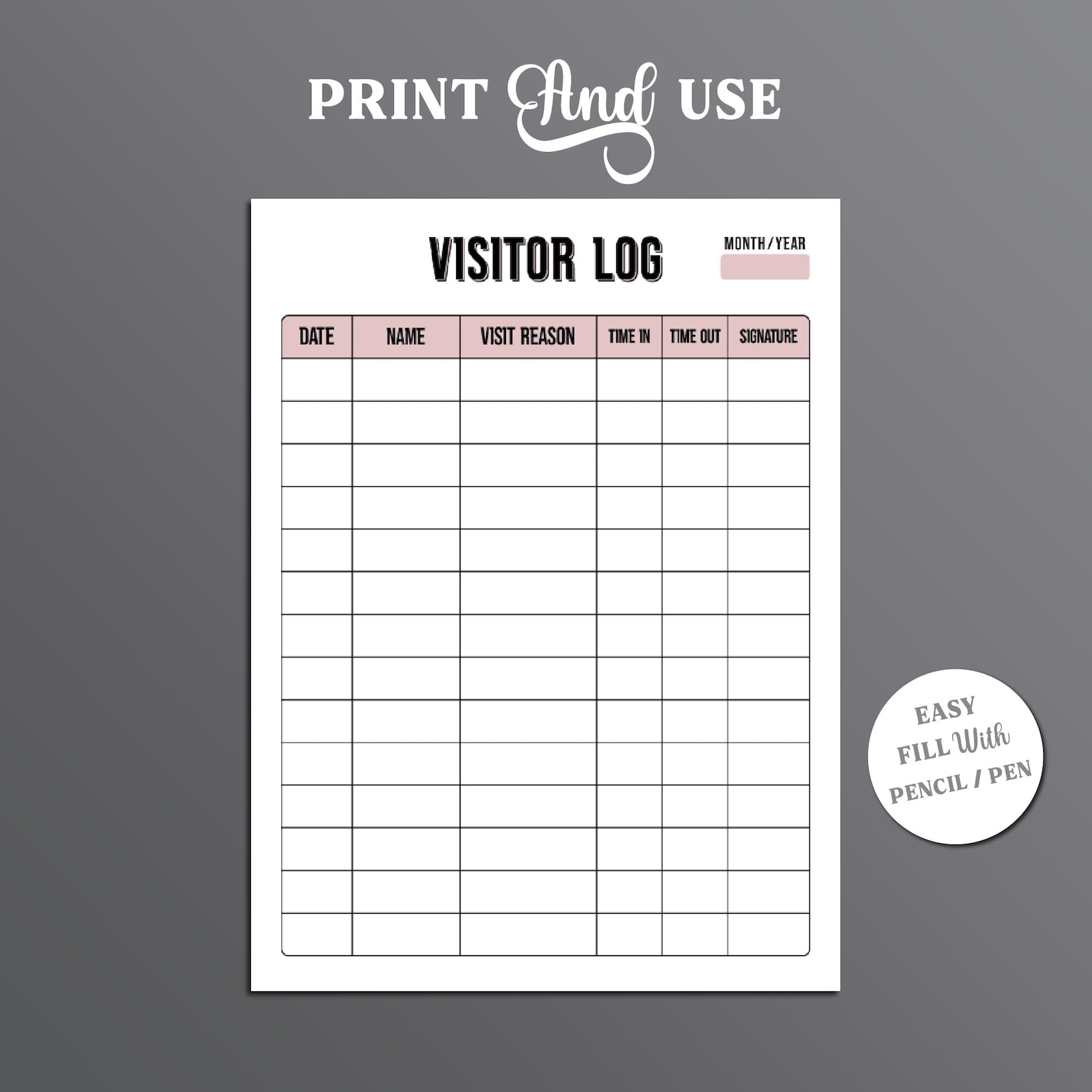 Visitor Log Printable, Visitor Log Sheet, Visitor Tracker Template ...