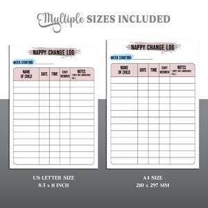 Nappy Change Log Printable, Newborn Diary Sleep Chart, Form Daycare ...