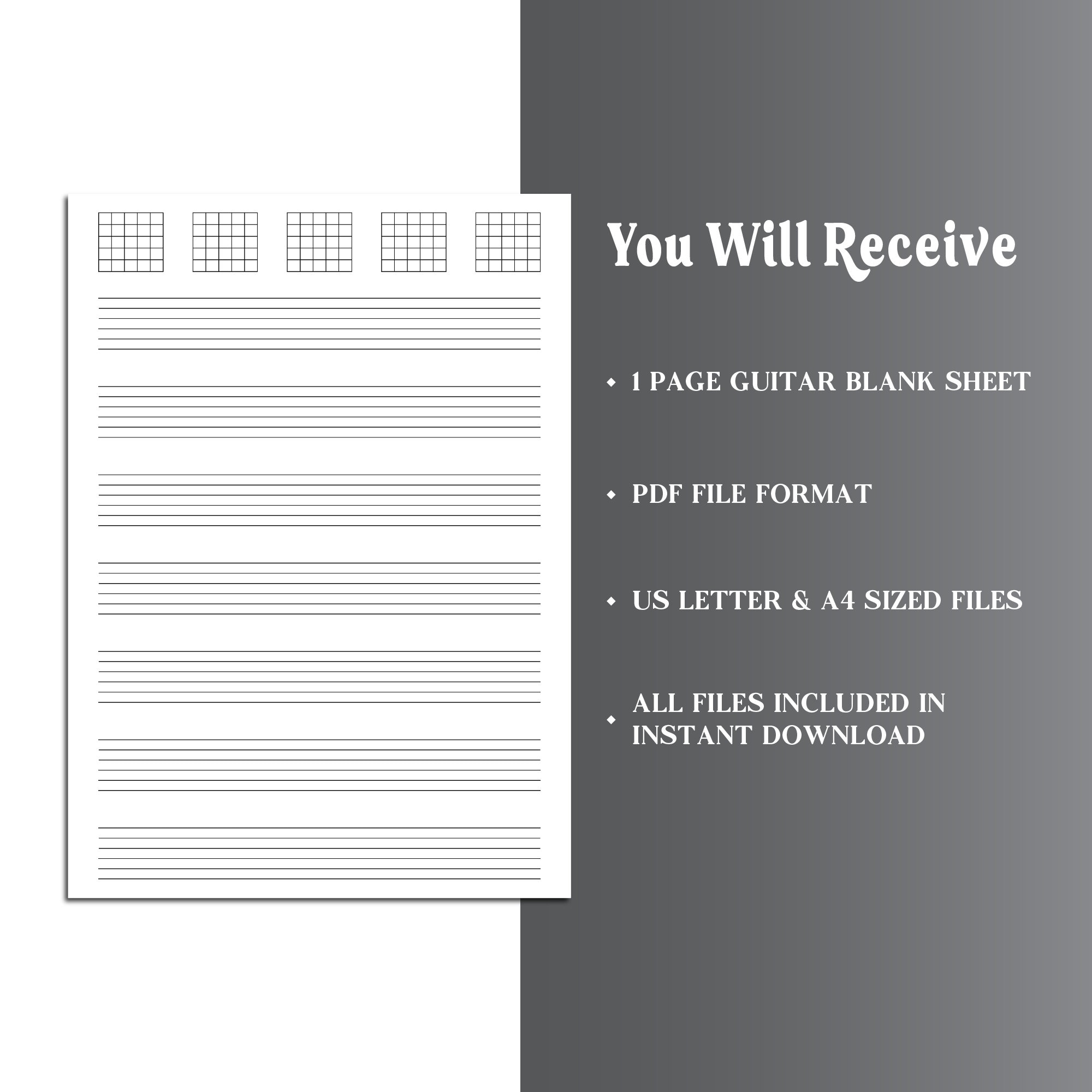 Printable Guitar Sheet Music, Blank Music Tab Sheets for Guitar, Guitar ...