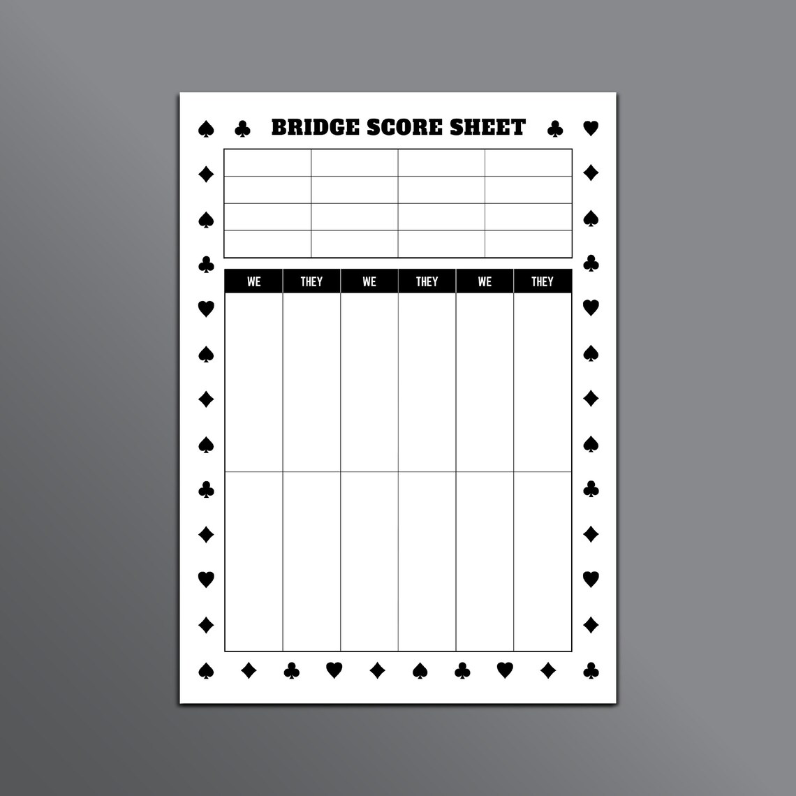 Bridge Game Score Sheet, Contract Bridge Scoring, Chicago Bridge ...