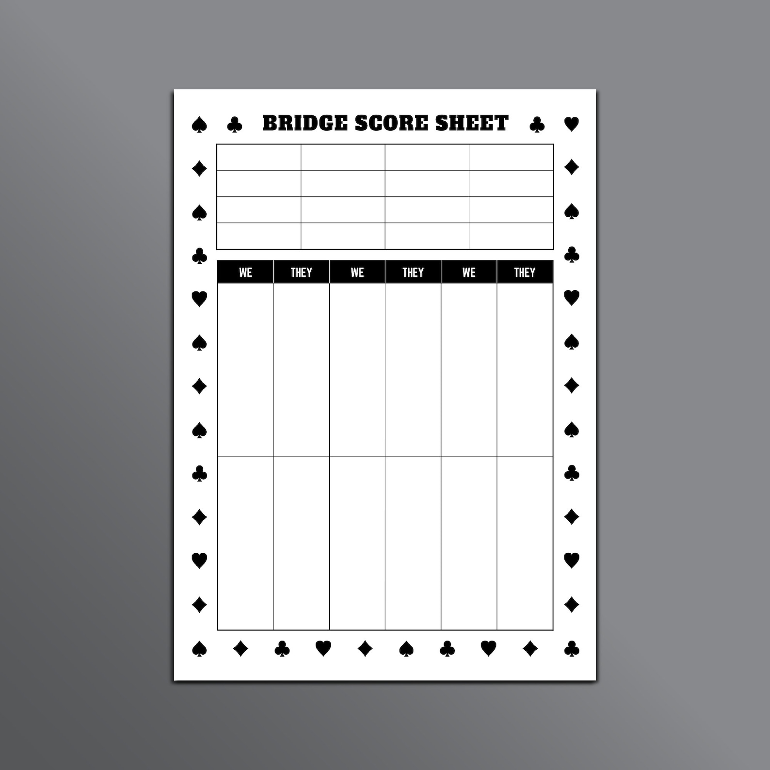 Bridge Game Score Sheet, Contract Bridge Scoring, Chicago Bridge ...