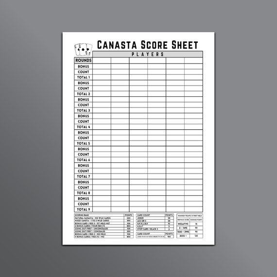 Canasta Score Sheet Score Sheet Templates 46+ Free Word, Excel, PDF