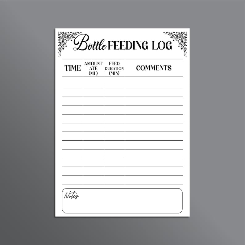 Bottle Feeding Log Printable, Baby Feeding Chart Tracker, Newborn ...
